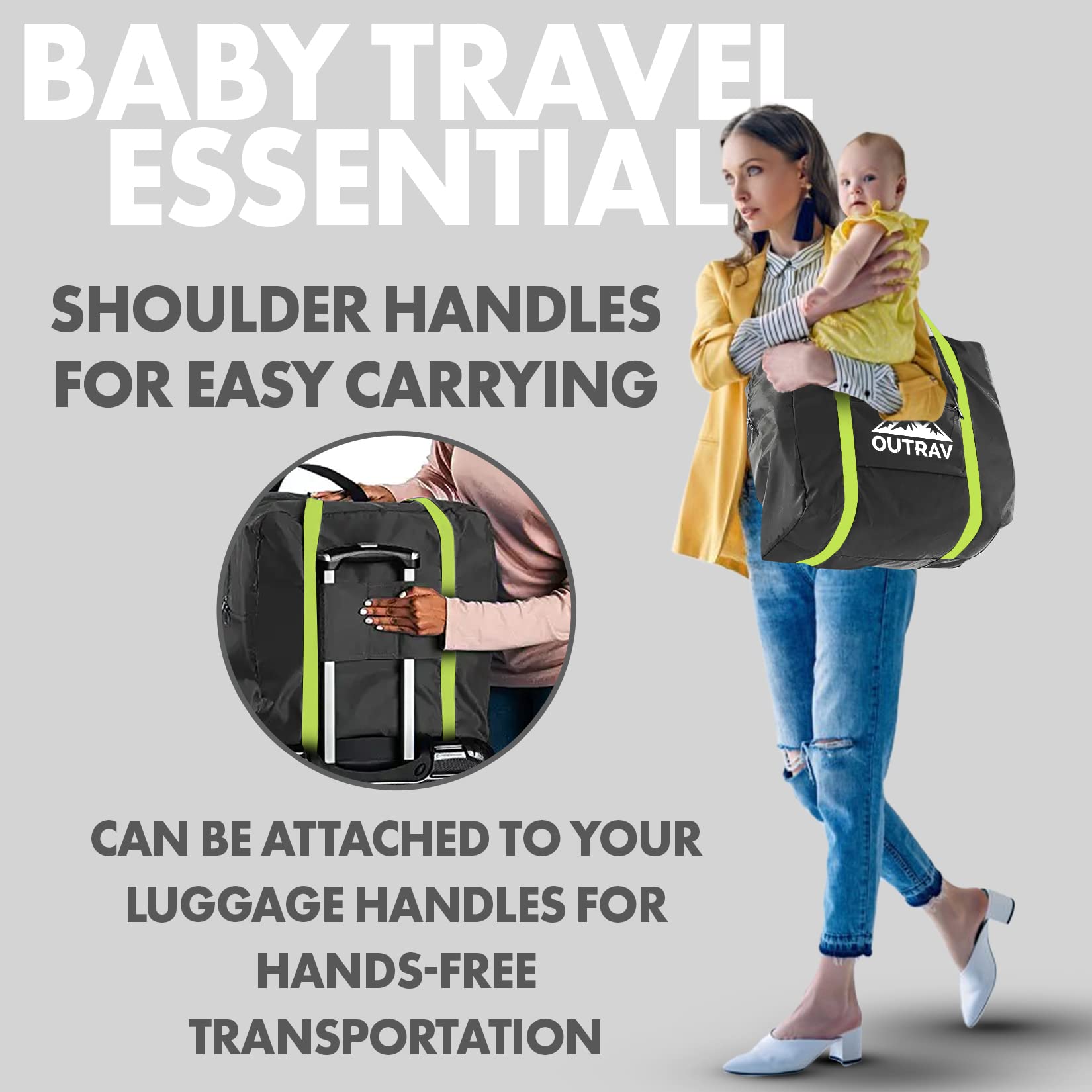 Booster Seat Travel Bag for Airplane – Gate Check Bag Cover for Booster Car Seat – Heavy Duty Portable Travel Car Seat Carrier – Universal Zippered Airport Gate Check Bag with Padded Backpack Straps