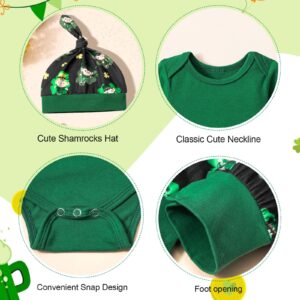 KANGKANG St Patricks Day Baby Boy Outfit My First St Patricks Day Baby Boy Outfit Baby Boy Clothes 3-6 Months Baby Rompers Overalls Hat