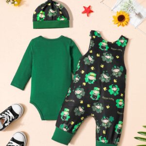 KANGKANG St Patricks Day Baby Boy Outfit My First St Patricks Day Baby Boy Outfit Baby Boy Clothes 3-6 Months Baby Rompers Overalls Hat