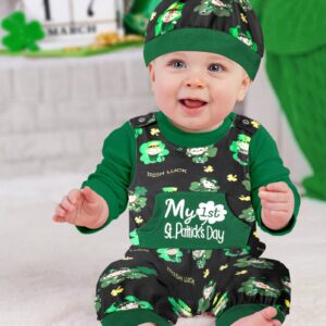 KANGKANG St Patricks Day Baby Boy Outfit My First St Patricks Day Baby Boy Outfit Baby Boy Clothes 3-6 Months Baby Rompers Overalls Hat