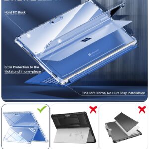 INFILAND Microsoft Surface Pro 11 AI/10/9 5G Case 13 Inch 2022, Full Crystal Clear [Anti-Yellowing] All-in-one Protection Shell Cover, Work with Type Cover Keyboard & Surface Slim Pen 2, Bayer Clear