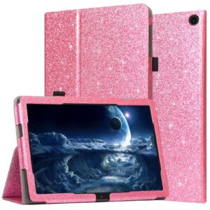 jkhandy case for onn. 10.1'' tablet gen 3 (2022 model:100071485) - folio pu leather stand cover with pencil holder, glitter pink-1