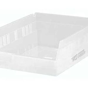 MDMprint Shelf Storage Bin, Clear, Polypropylene, 11 5/8 in L x 8 3/8 in W x 4 in H, 50 lb Load Capacity