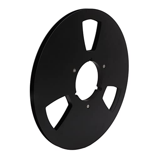 14 10 Inch Empty Tape Reel 3 Holes Easy Use Empty Disc Opening Machine Parts Recording Tape Reel Aluminum Alloy Universal for Accessory (Black)