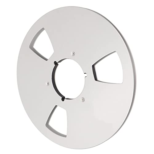 14 10 Inch Empty Tape Reel, Recording Tape Reel Convenient Aluminum Alloy Universal 3 Hole Empty Disc Opening Machine Parts for Reel Tape Recorder Accessory (Silver)