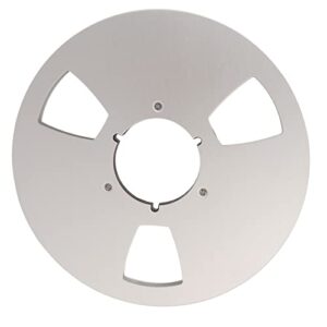 14 10 Inch Empty Tape Reel, Recording Tape Reel Convenient Aluminum Alloy Universal 3 Hole Empty Disc Opening Machine Parts for Reel Tape Recorder Accessory (Silver)