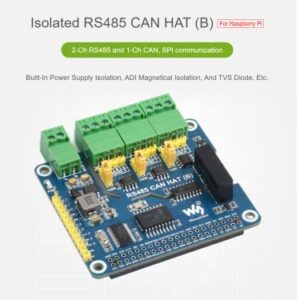 2-Channel RS485 and 1-Channel CAN Expansion Board Isolated RS485 CAN HAT (B) for Raspberry Pi 4B/3B+/3B/2B/B+/A+/Zero W/Zero WH,Multiple Protection Circuits,SPI Communication