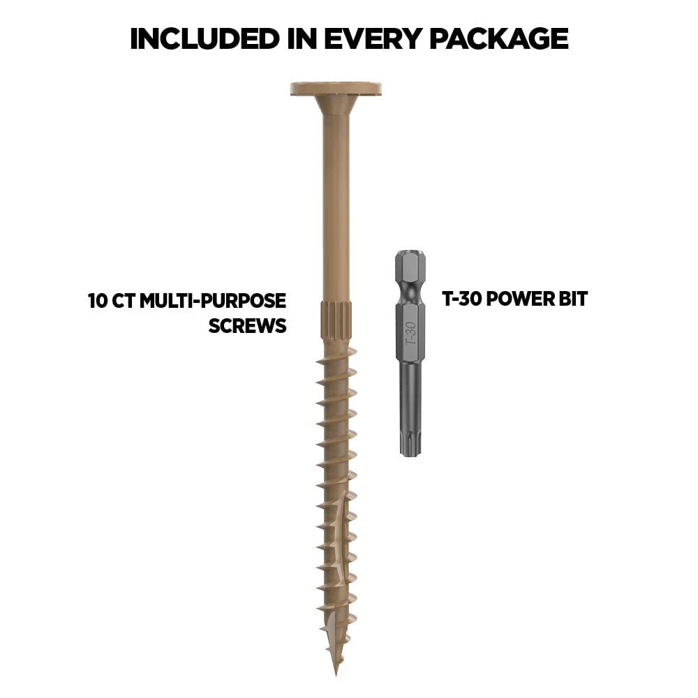 1/4" Multi-Purpose Flat Head Structural Screw - 4" x 1/4" - 10 ct (CAMO 360200)