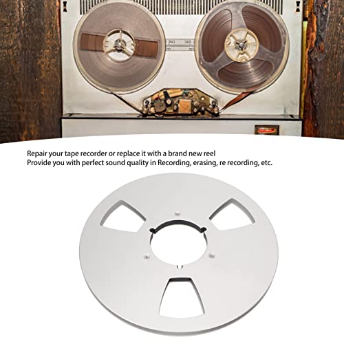 14 10 Inch Empty Tape Reel, Recording Tape Reel Convenient Aluminum Alloy Universal 3 Hole Empty Disc Opening Machine Parts for Reel Tape Recorder Accessory (Silver)