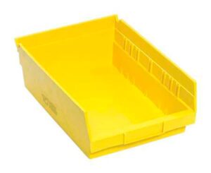 mdmprint shelf storage bin, yellow, polypropylene, 11 5/8 in l x 8 3/8 in w x 4 in h, 50 lb load capacity