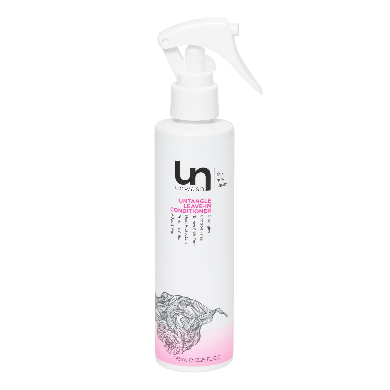 Unwash Untangle Leave-In Conditioner - Gentle Formula, Detangles, Controls Frizz, Enhances Shine, Protects Against Heat, Vegan, Cruelty Free, Sulfate & Paraben-Free, 6.25 fl oz