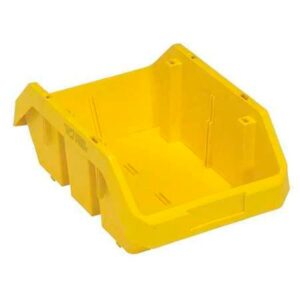 mdmprint cross stacking storage bin, yellow, plastic, 9 1/4 in w x 6 1/2 in h, 75 lb load capacity