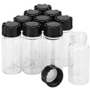 0.3 Oz Clear Glass Vials with Screwcap Empty Bottles Liquid Sample Glass Bottles for Travel, Pack of 10