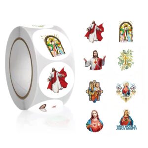 500 pcs jesus aesthetic graffiti round seal label self-adhesive stickers for christmas halloween party decorations for scrapbooking envelopes water bottles(fashion pattern 8)