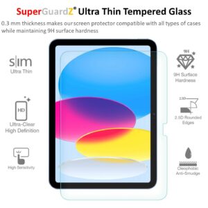 SuperGuardZ [2-PACK] For iPad 10.9 inch (10th Gen, 2022) Screen Protector Tempered Glass Anti Blue Light, Eye Protection, HD Clear, Anti-Scratch, Anti-Shock