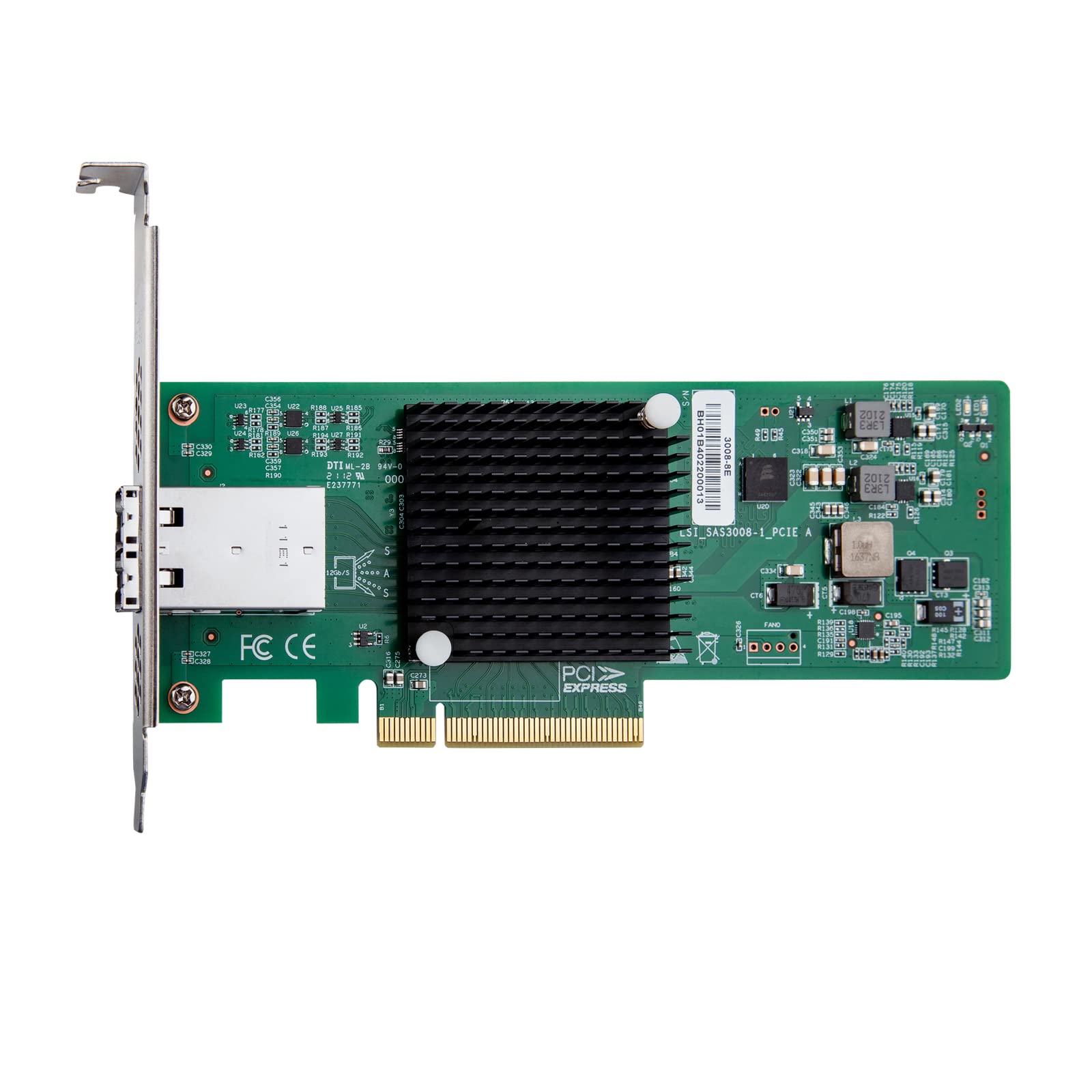 12G External PCIe Controller Card, SAS/SATA HBA Card, Broadcom's SAS 3008 Chip, PCI Express 3.0 X8, 2X Mini SAS SFF-8644 Ports,Same as LSI SAS 9300-8E