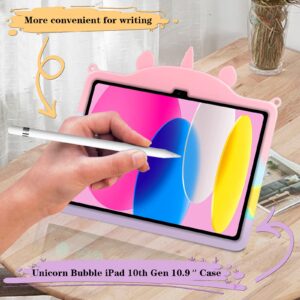 WESADN for iPad 10th Generation Case 2022 with Kickstand Silicone Fidget Bubble Case for Girls Kids Cute Rainbow Pop Protective Holder Tablet Cover for iPad 10th Gen 10.9 inch 2022