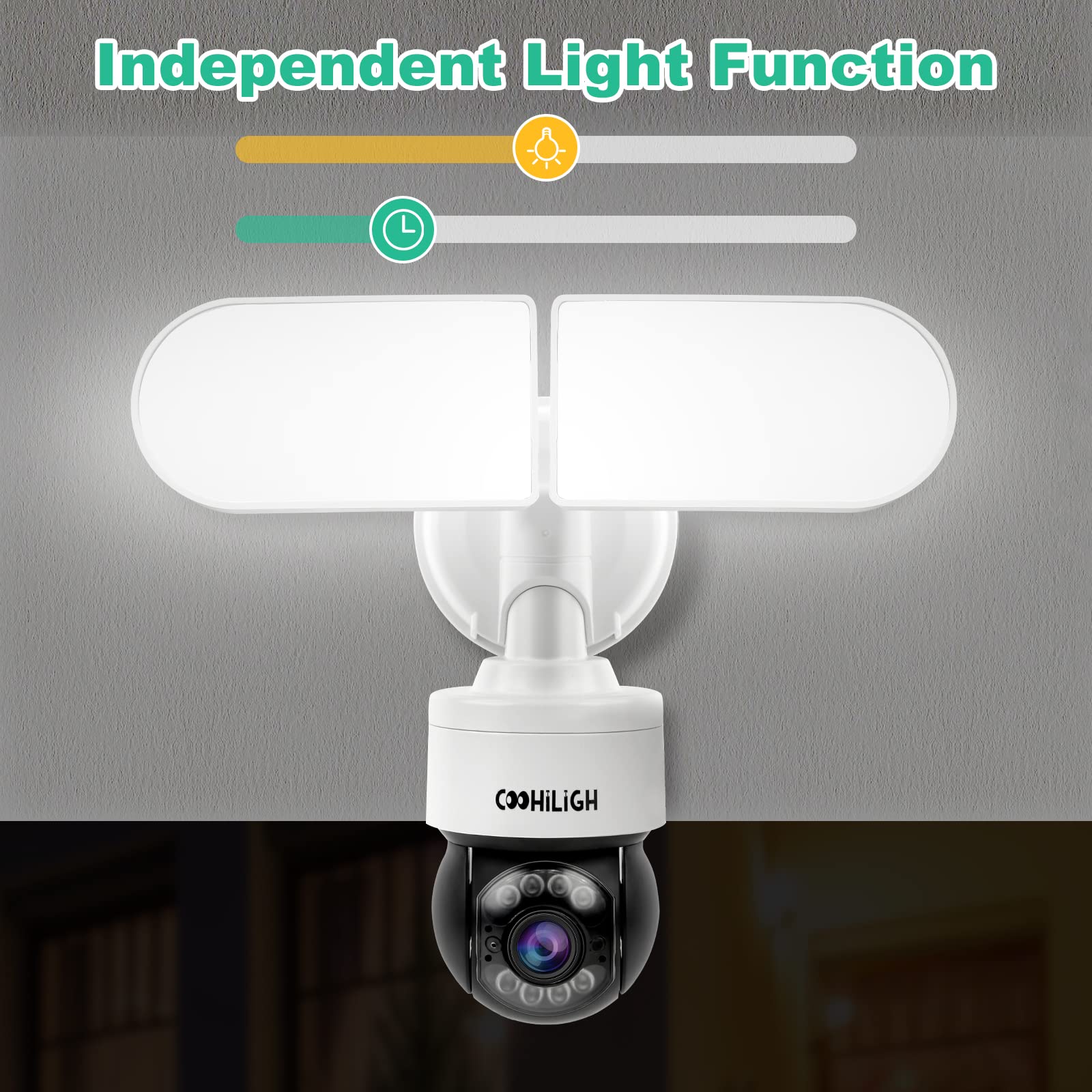 COOHILIGH Security Floodlight Camera,5MP, Wired Flood Light Camera Outdoor with Motion Sensor Cam.1600 Lumens, Color Night Vision, 2-Way Talk,IP65 Waterproof,Siren Alarm.