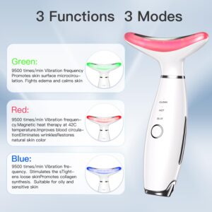 3-in-1 Beauty Massager for Face and Neck, Based on Triple Action LED, Thermal, and Vibration Technologies for Skin Care,Improve,Firm,Tightening and Smooth