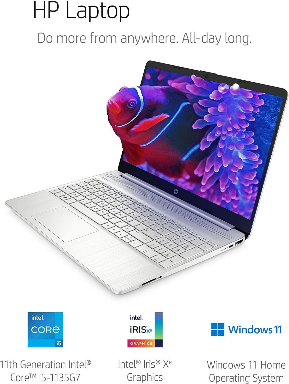 HP 2022 15.6 inch FHD Display Laptop, Intel Core i5-1135G7 up to 4.2GHz (Beats i7-1065G7), 32GB RAM, 1TB SSD, Intel Iris Xe Graphics, Webcam, WiFi, Bluetooth, Windows 11 Home, Bundle with JAWFOAL