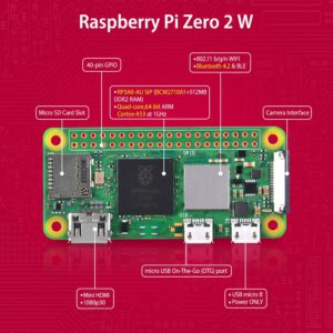 GeeekPi Starter Kit for Raspberry Pi Zero 2 W, with Zero 2 W Case 64GB SD Card Preloaded OS, QC3.0 Power Supply, 20 Pin Header, Micro USB to OTG Adapter, HDMI Cable, Heatsink, ON/Off Switch Cable