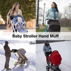 Stroller Gloves for Winter Waterproof, Extra Thick Fleece Stroller Hand Muff, Anti-Freeze Pram Accessories Baby Stroller Hand Gloves Hand Warmer (Black)