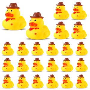 set of 24 cowboy rubber ducks with hat western rubber duckies cowboy mini ducks bathtub ducky favors small duck for shower birthday swimming western party, 2.1 x 2 x 1.9 inches