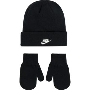 nike baby boys beanie and mittens 2 piece set (b(6a2961-023)/w, 12-24 months)