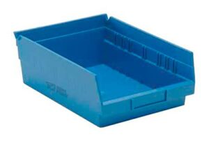 mdmprint shelf storage bin, blue, polypropylene, 11 5/8 in l x 8 3/8 in w x 4 in h, 50 lb load capacity