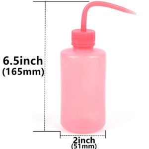 APUXON 2pcs 150ml 5Oz Wash Bottle Pink Narrow Mouth Squeeze Bottle Medical Lab Plastic Safety Squeeze Bottle No Spill Bend Mouth Watering Cans