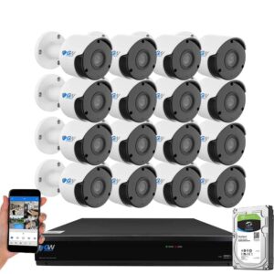 gw security 8mp security camera system outdoor with ai face/human/vehicle detection, 16ch 4k dvr and 16 x 3840tvl 8mp microphone home coaxial cctv cameras, smart ai alert & playback, 4tb hard drive