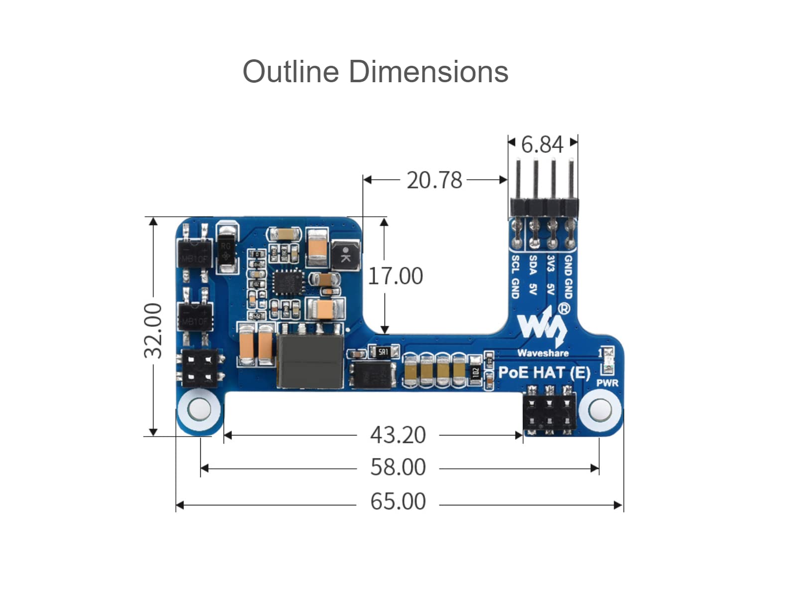 waveshare POE Hat for Raspberry Pi 4 B 3 B+,Mini Power Over Ethernet Hat (E) Expansion Board for Raspberry Pi,IEEE 802.3af-Compliant,Compatible with The Raspberry Pi Official Case