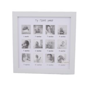 aqur2020 baby first year picture frame, white, rectangular, plastic, horizontal, unisex adult, 25x25x1.8 cm / 9.8x9.8x0.7 in