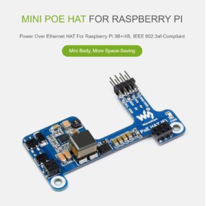 waveshare POE Hat for Raspberry Pi 4 B 3 B+,Mini Power Over Ethernet Hat (E) Expansion Board for Raspberry Pi,IEEE 802.3af-Compliant,Compatible with The Raspberry Pi Official Case