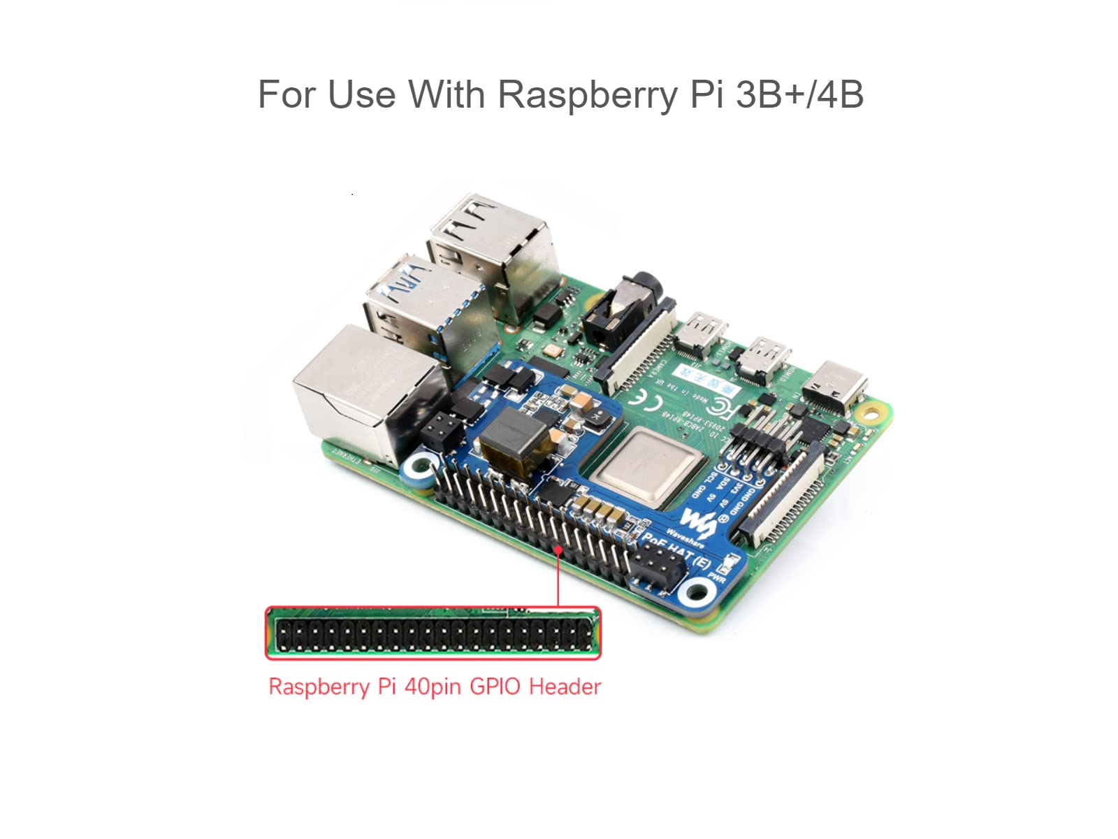 waveshare POE Hat for Raspberry Pi 4 B 3 B+,Mini Power Over Ethernet Hat (E) Expansion Board for Raspberry Pi,IEEE 802.3af-Compliant,Compatible with The Raspberry Pi Official Case