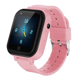 beacon pet kids smart watch with gps tracker phone watch w video chat 3-way calling child gps watches 4g smart watch with sim slot (pink)