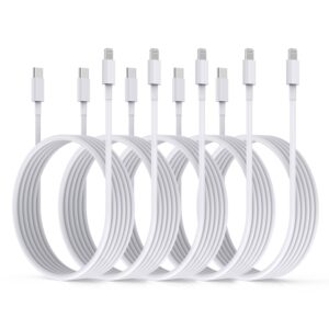 rjj 5pack(3/3/6/6/10ft) 20w usb c to lightning cable type c fast charging cable 【mfi certified】 usb-c for iphone 14 fast charger cord for iphone 13 12 11/mini/pro/promax/ipad 8/airpods pro - white