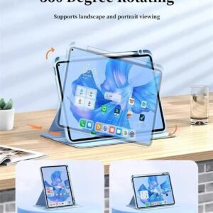 Keyboard Case for iPad 10th Generation 2022, iPad 10 Case with Keyboard, Rotating Clear Back Cover with Pencil Holder and Detachable Round Keys Keyboard for 2022 Release A2696 A2757 A2777 (Blue)