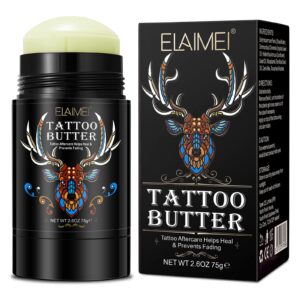 tattoo aftercare butter balm, 2.6 oz, old & new tattoo moisturizer healing brightener for color enhance, natural organic tattoo cream