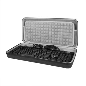 geekria full size keyboard case, hard shell travel carrying bag for 104~108 key computer mechanical gaming keyboard, compatible with corsair k100 rgb mechanical/ k95 rgb, razer blackwidow v4 pro