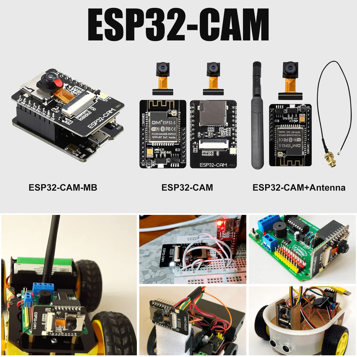 Aideepen ESP32-CAM W-BT Board+3 Pcs ESP-WROOM-32 Development Board