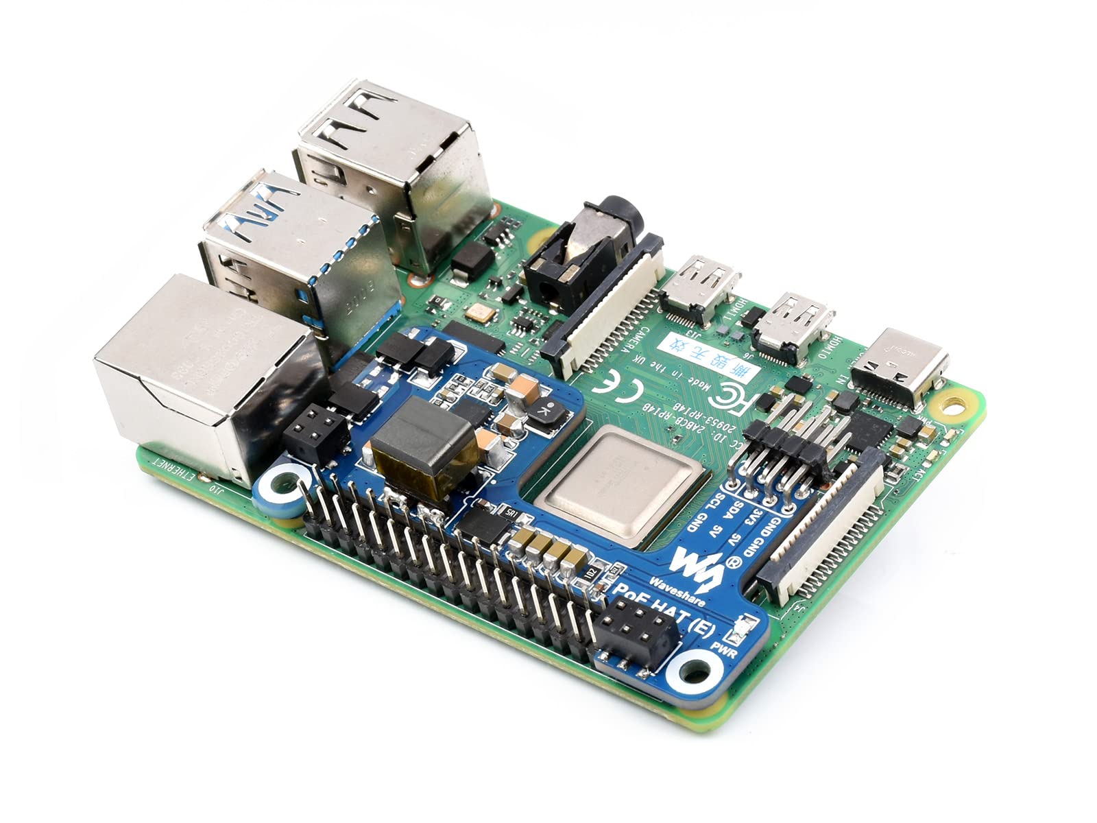 waveshare POE Hat for Raspberry Pi 4 B 3 B+,Mini Power Over Ethernet Hat (E) Expansion Board for Raspberry Pi,IEEE 802.3af-Compliant,Compatible with The Raspberry Pi Official Case