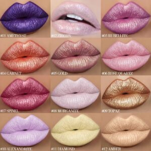 FOCALLURE Metallic Chameleon Liquid Lipstick, Glitter Lip Gloss, Shimmery Finish, Nonstick Cup Lip Makeup for Costume, Cosplay, Rave Festival, 11 DIAMOND