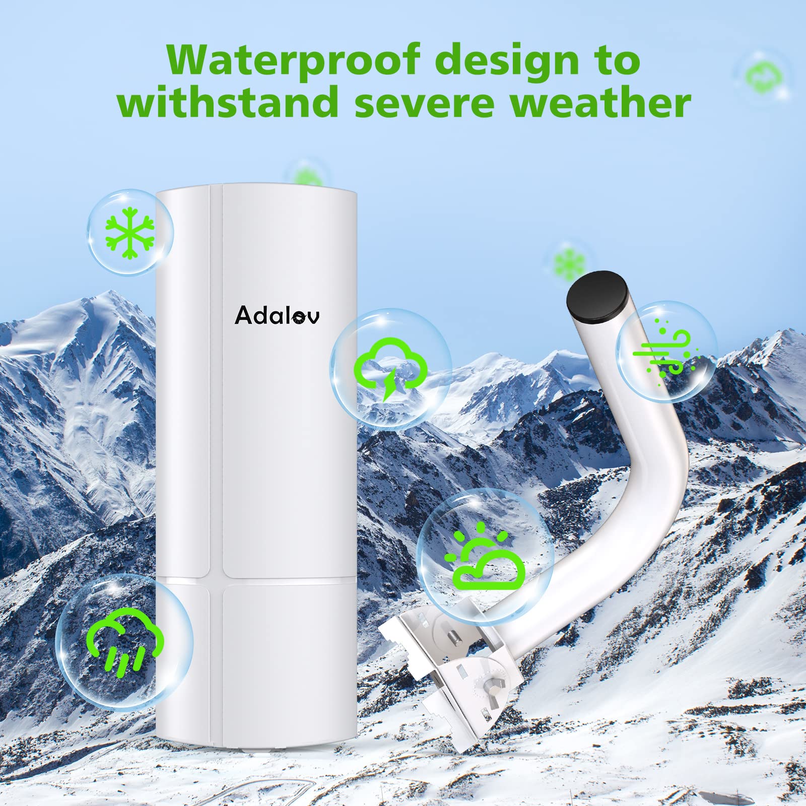 Gigabit Wireless Bridge with Mounts,AdaLov Point to Point/Multipoint WiFi Bridges,Outdoor CPE with 100/1000Mbps LAN Port,5.8G 3KM High Speed Wireless Ethernet Bridge with 16dBi High-Gain Antenna