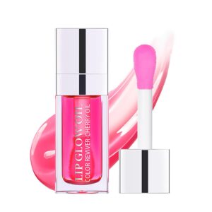 tenglong hydrating lip glow oil, moisturizing lip gloss, plumping lip oil, non-sticky long lasting lip oil gloss, transparent lip oil tinted, reduce lip lines (raspberry)