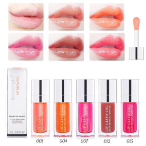 TENGLONG Hydrating Lip Glow Oil, Moisturizing Lip Gloss, Plumping Lip Oil, Non-Sticky Long Lasting Lip Oil Gloss, Transparent Lip Oil Tinted, Reduce lip lines (Raspberry)