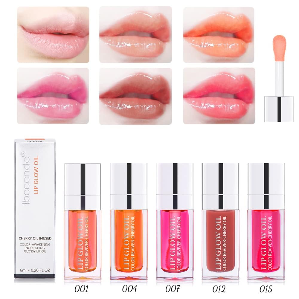 TENGLONG Hydrating Lip Glow Oil, Moisturizing Lip Gloss, Plumping Lip Oil, Non-Sticky Long Lasting Lip Oil Gloss, Transparent Lip Oil Tinted, Reduce lip lines (Raspberry)