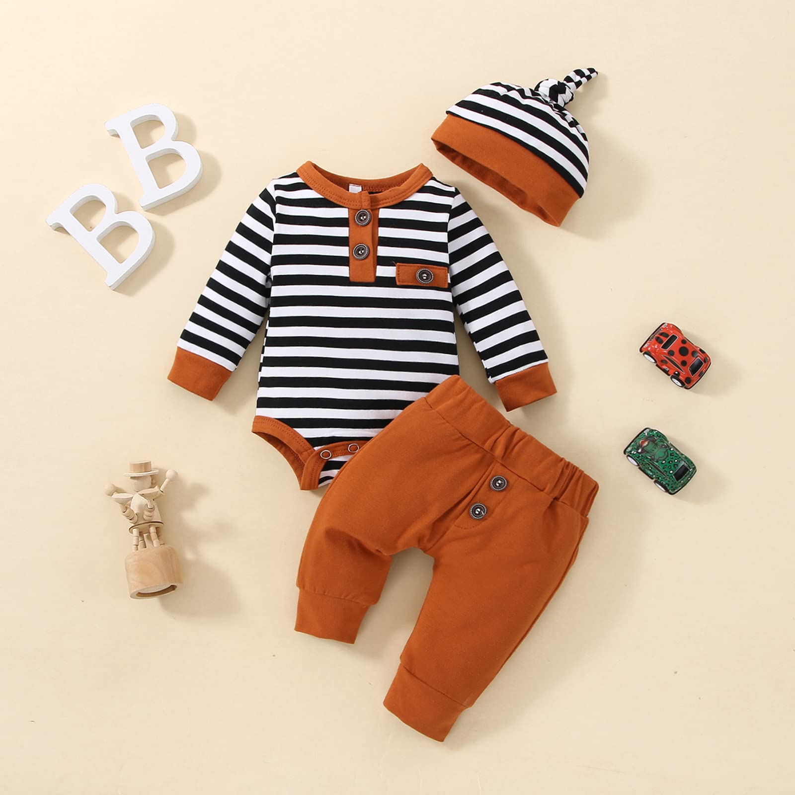 VINUOKER Newborn Baby boy clothes Preemie outfit long Sleeve Cotton Pants Sets Infant Fall Winter Clothes