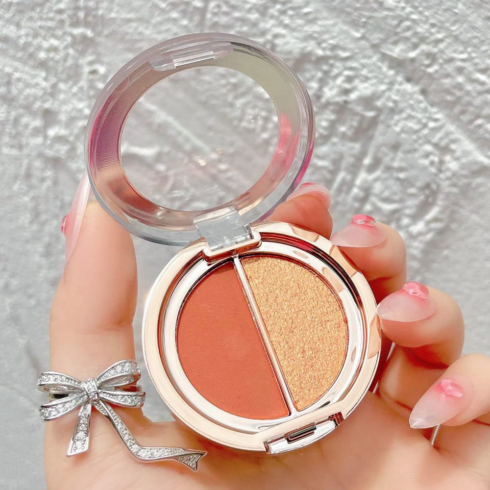 Timipoo Double color eye shadow, high pigment eye makeup palette, matte shimmer metal eye shadow powder, waterproof and durable color eye shadow (01#Sunset orange)