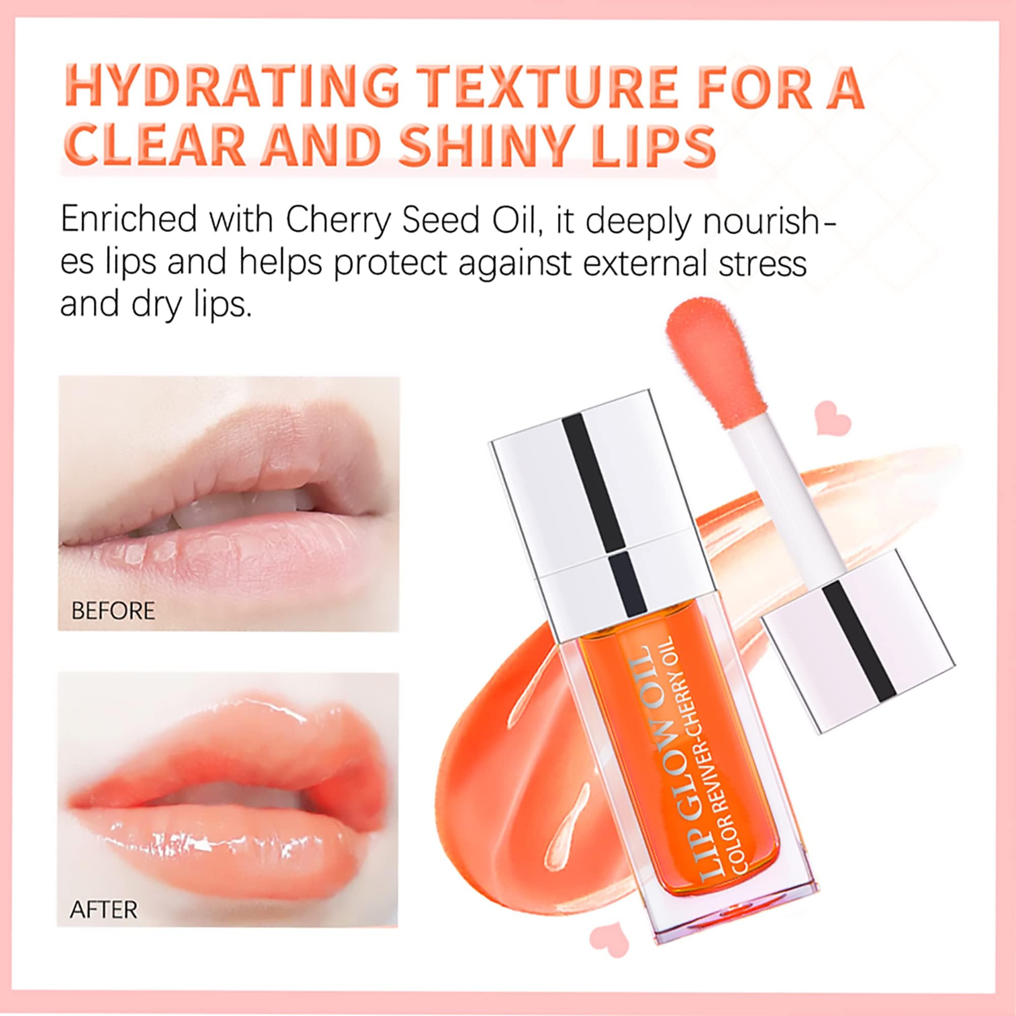 TENGLONG Hydrating Lip Glow Oil, Moisturizing Lip Gloss, Plumping Lip Oil, Non-Sticky Long Lasting Lip Oil Gloss, Transparent Lip Oil Tinted, Reduce lip lines (Raspberry)